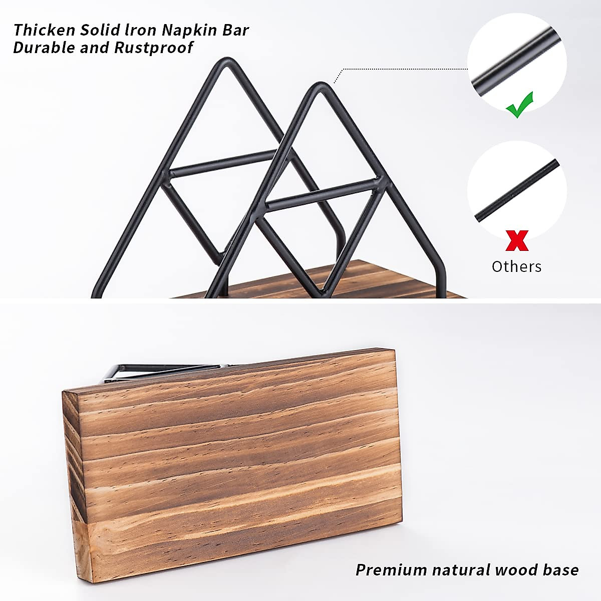 Choxila Napkin Holder for Table, Napkin Dispenser with Black Metal Wire for Modern Farmhouse Decor Restaurant Kitchen Decor