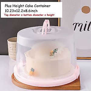 HomDSim Cake Carrier Round Cake Stand Plus Height Cake Container with Cupcakes Pad, Handle, Lid Reusable Package Box for Transporting Desserts,Pie,Toast,Fruit
