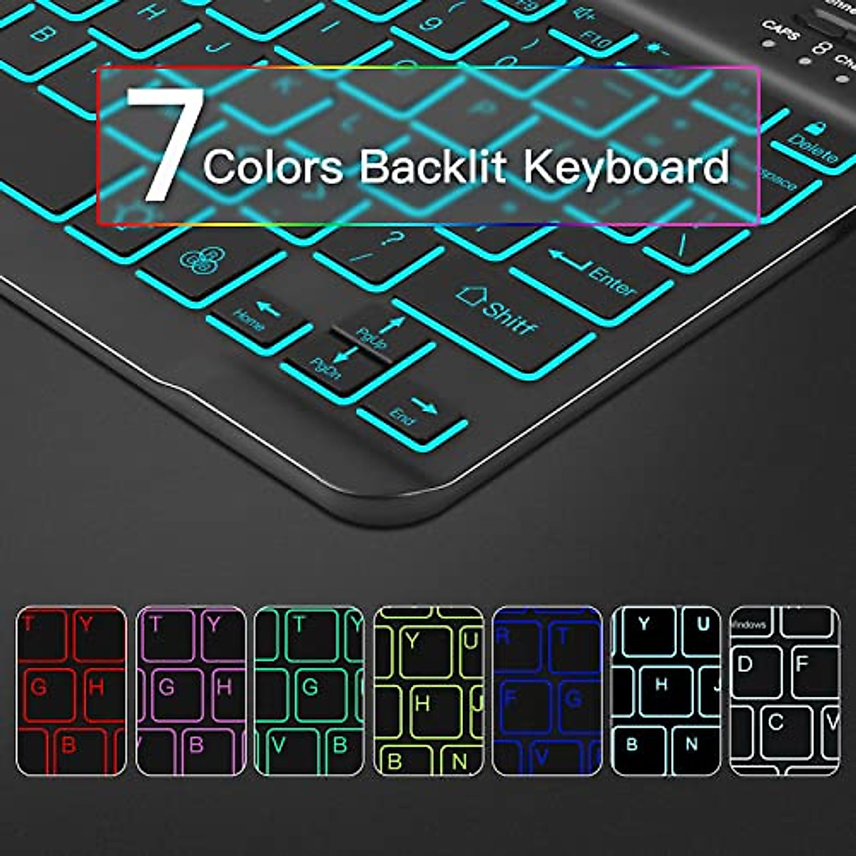Keyboard Case for Samsung Galaxy Tab S6 Lite 10.4" 2024/2022/2020, Smart case with 7color Backlight Detachable Wireless Keyboard Cover with S Pen Holder (S6 LITE)