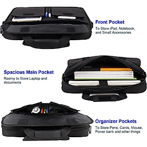 Taygeer Laptop Bag 15.6 Inch, Business Briefcase Gifts for Men Women, Water Resistant Messenger Shoulder Bag with Strap, Durable Office Bag, Carry On Laptop Case for Computer/Notebook/MacBook,Black