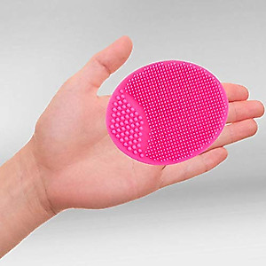 Baby Bath Brush, Baby Cradle Cap Brush, Silicone Massage Brush, Silicone Scrubbers Exfoliator Brush | The Baby Skin Scrubbers Baby Essential for Dry Skin, Cradle Cap and Eczema (Large-Pink & Rose Red)