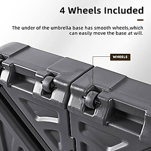 PURPLE LEAF 34'' x 34'' Base for Patio Cantilever Umbrella Outdoor Offset Umbrella Stand with Wheels Grey