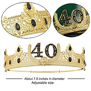 40th Birthday Crown and Sash, Party Decoration for Men (Gold)