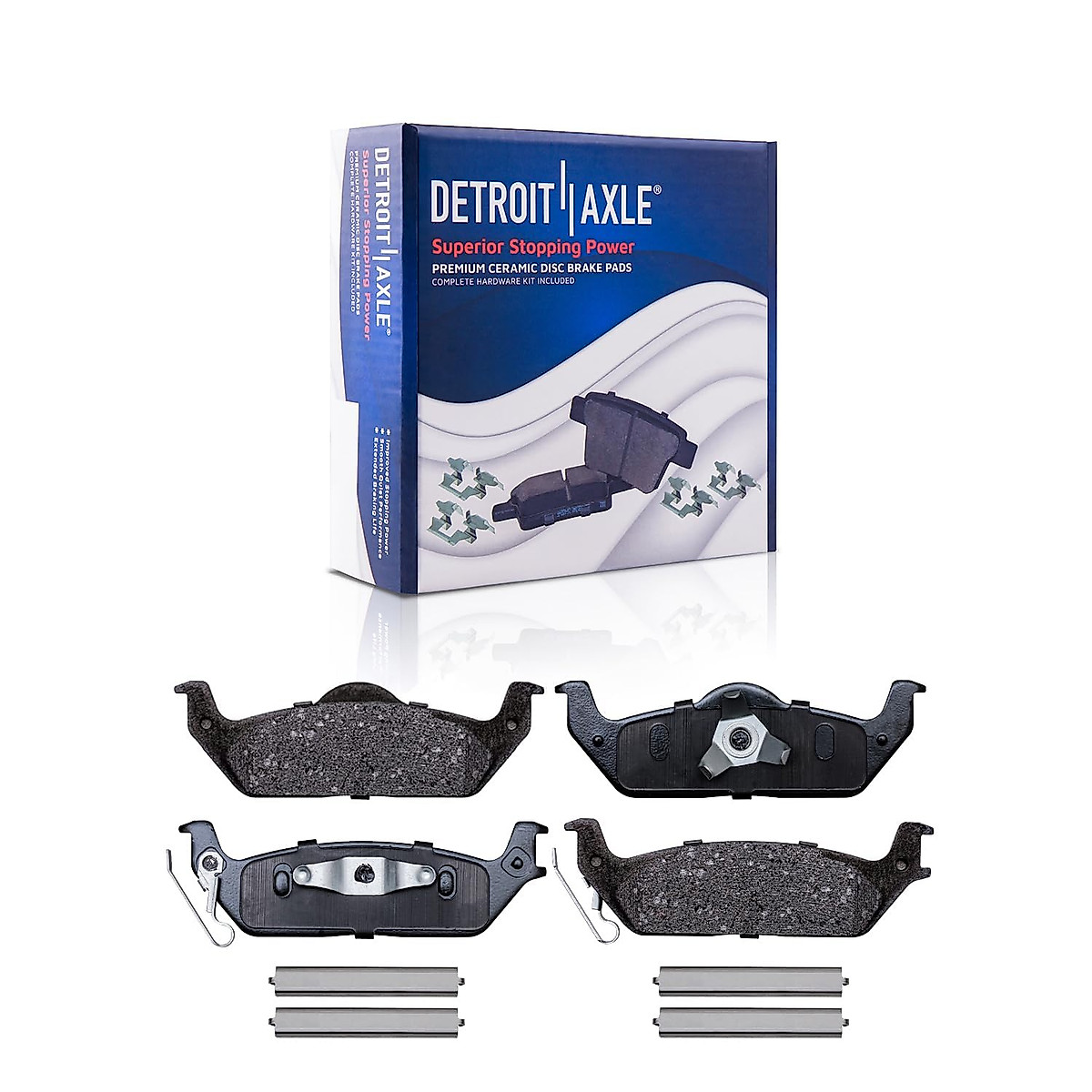 Detroit Axle - Rear Brake Kit for 04-11 Ford F-150, 06-08 Lincoln Mark LT Replacement 2004 2005 2006 2007 2008 2009 2010 2011 Drilled & Slotted Disc Brake Rotors Ceramic Brakes Pads