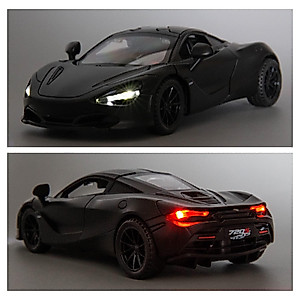 WAKAKAC 1/32 Diecast Car Model 720s Alloy Toy Car Pull Back with Light and Sound,Toy Vehicle for Girls Boys Adults Gift (Black)