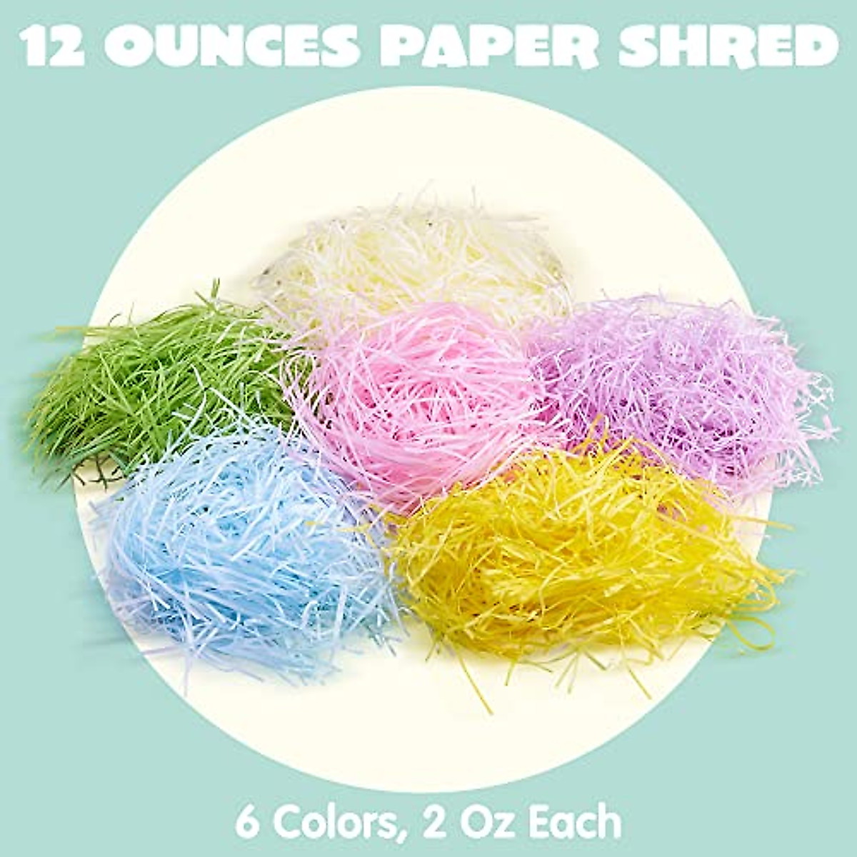 JOYIN 12oz Easter Grass 6 colors Recyclable Paper Shred for Easter Basket Filler Stuffers, Easter Egg Hunt, Easter Party Favor, Easter Decor, Easter Gift Decor