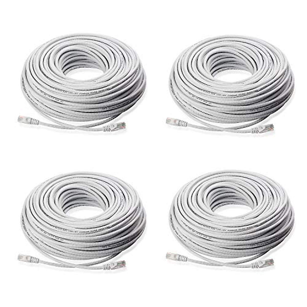Lknewtrend (4) 100FT Feet CAT5 Cat5e Ethernet Patch Cable - RJ45 Computer Network Internet Wire PoE Switch Cord (4 Pack, 100 FT)