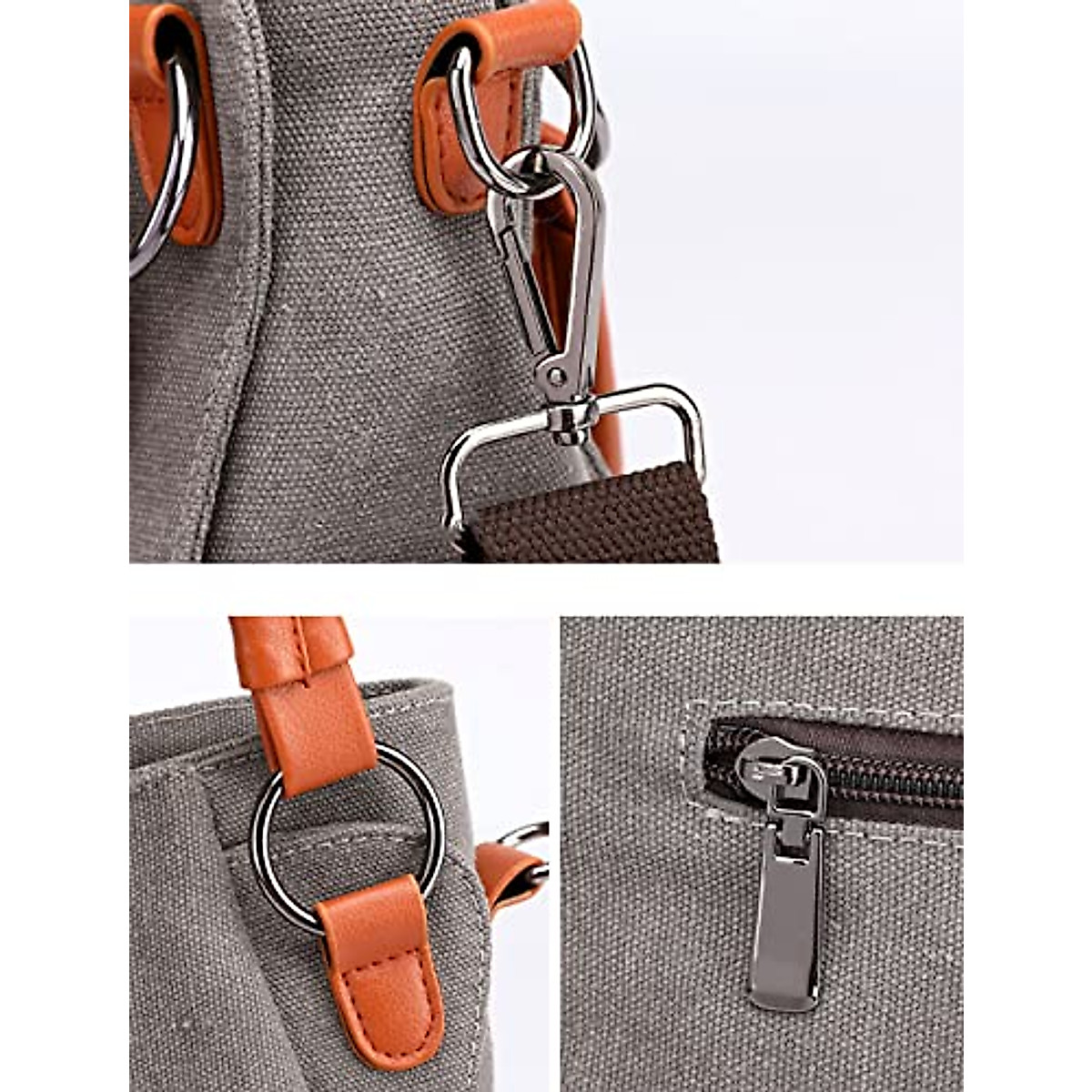 Large Pocket Casual Handbags Canvas Crossbody Bag for Women, Multi Compartment Tote Purse Leather Bags (Black)