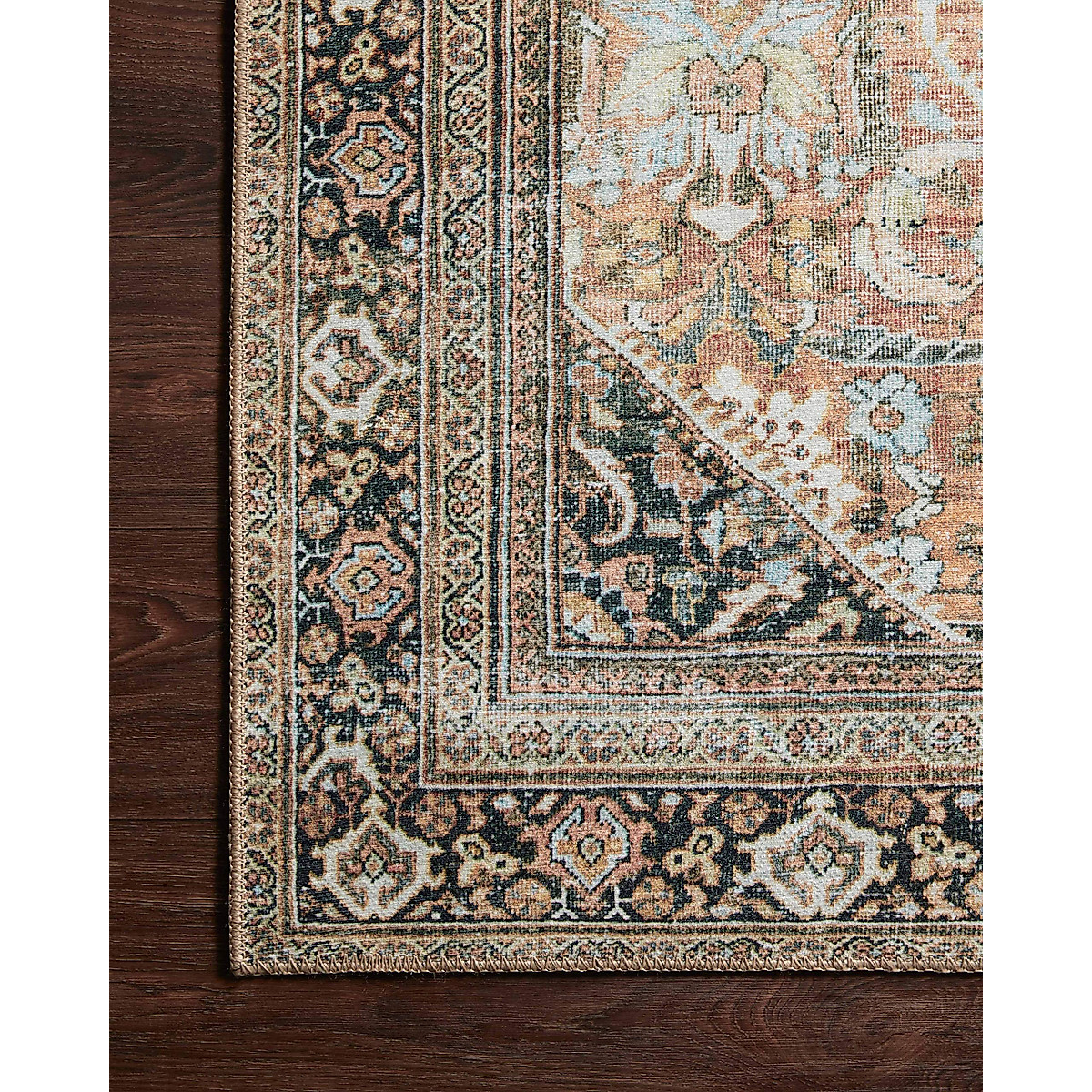 Loloi II Wynter Collection WYN-02 Auburn/Multi 5'-0" x 7'-6", 13" Thick, Area Rug, Soft, Durable, Printed, Vintage Inspired, Low Pile, Non-Shedding, Easy Clean, Living Room Rug