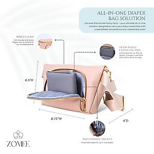 Zomee Multi-Functional Fanny Pack for Wearable Breast Pumps and Portable Diaper Changing Mat- Eco-Friendly and Stylish (TAN)