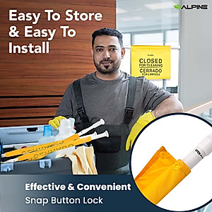 Alpine Restroom Closed for Cleaning Sign, Commercial Door Barricade Sign, English & Spanish Bathroom Sign, Yellow Safety Hanging Sign for Cleaning In Progress Restroom