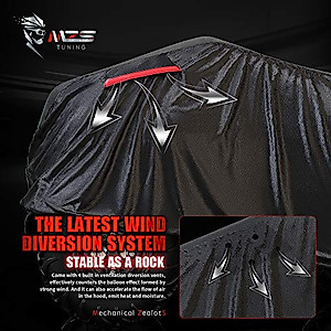 MZS ATV Cover All Weather Season Outdoor Storage Waterproof Protection Accessories fits up to 101 inch Quad 4 Wheeler Covers - Durable Tear Wind Proof Vents Night Reflective Adjuster Buckle Bag