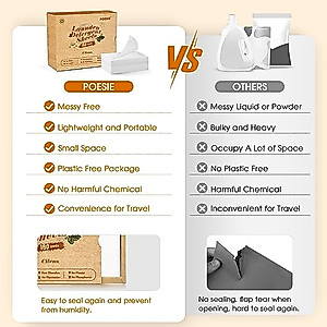 Poesie Laundry Detergent Sheets Citrus Scent 160 Sheets 80 Large Loads Laundry Strips No Plastic Jug Liquidless Travel Portable HE Eco-Friendly for Camping Dorm Life Clean and Free