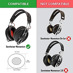 Geekria QuickFit Replacement Ear Pads for Sennheiser Momentum Over-Ear Headphones Ear Cushions, Headset Earpads, Ear Cups Cover Repair Parts (Black)