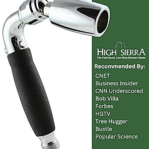 High Sierra Showerheads® - Solid Metal Handheld Showerhead with Slip-Free Grip & Trickle Valve- WaterSense Certified Low Flow 1.5 GPM: Chrome Finish