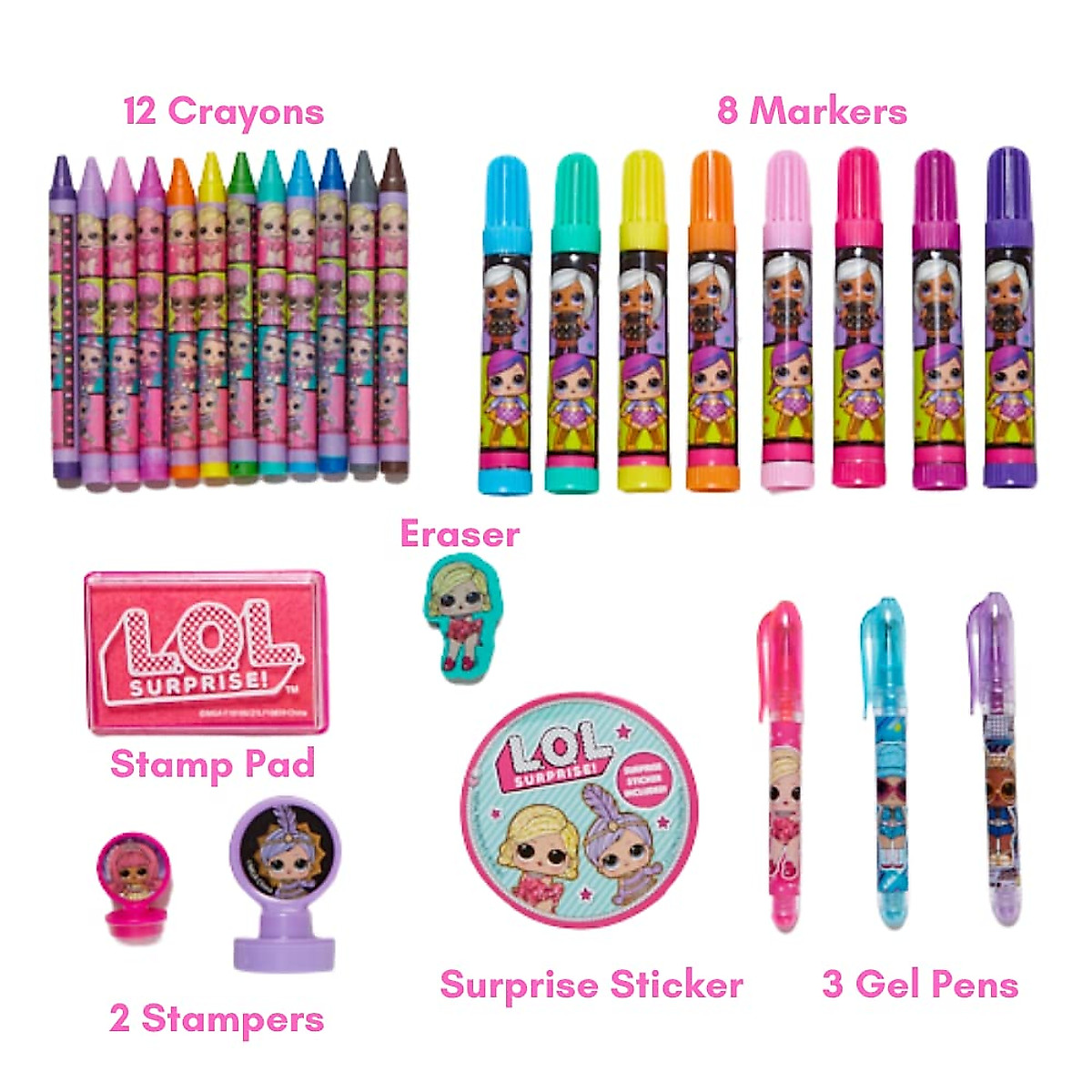 LOL Surprise Deluxe Activity Set for Kids with Carrying Tin, Coloring Sheets, Tattoos, Stickers, & Art Supplies, 200+ Pieces