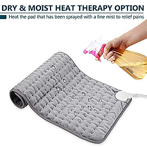 Electric Heat Pad for Back Pain and Cramps Relax - Electric Heat Pad with 6 Heat Settings (Silver Gray, 24''×12‘’)