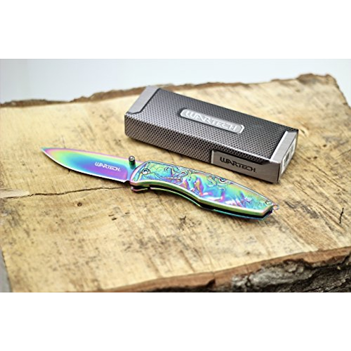 Wartech PWT254 Thumb Open Spring Assisted Unicorn Handle Pocket Knives (PWT254RW)