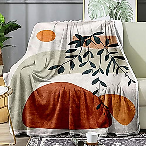 SEBKQ Boho Sun and Leaves Blanket Double Sided Flannel Throw Blanket, Suitable for Adults and Children on The Sofa, Car, Bed Nap Warm Comfortable Blanket(59in X 39in)