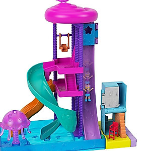Polly Pocket Outdoor Toy with 2 Micro Dolls & Accessories, Pollyville Super Slidin Water Park Playset