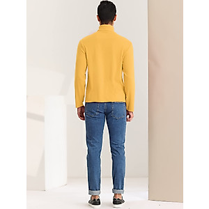 Lars Amadeus Men's Yellow Turtleneck Shirts Slim Fit Lightweight T Shirts Mock Basic Pullovers Medium