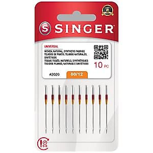 SINGER 10-Pack Universal 2020 Sewing Machine Needles, Size 80/12