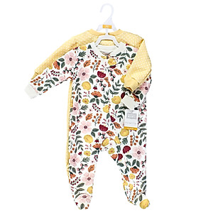 Hudson Baby Unisex Baby Premium Quilted Zipper Sleep and Play, Fall Botanical, 3-6 Months