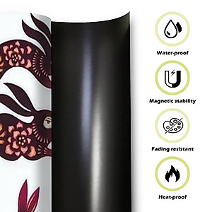 Dishwasher Magnet Cover Chinese Zodiac Rabbit Design Magnetic Refrigerator Stickers Decorative Appliance Cover Fridge Panels Metal Door Garage 23" Wx26 H