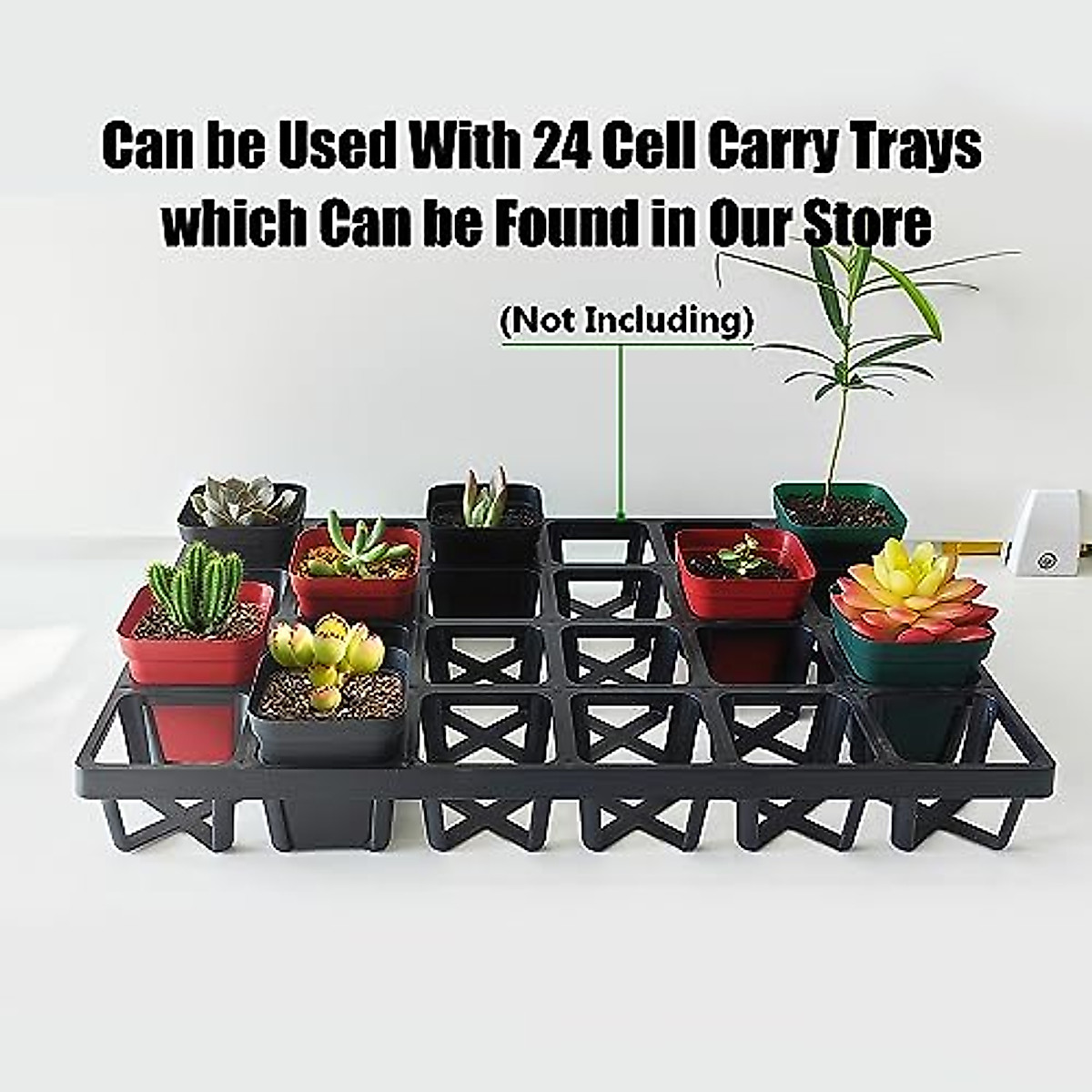 RooTrimmer 120-Pack 2.7"x2.7" Square Plastic Nursery Pot 3" Deep Succulent Pots Small Flower Planter Seeds Starter Pots with Drainage (Green,Black,Red 40pcs Each)