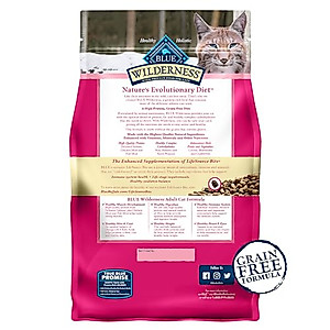 Blue Buffalo Wilderness Natural Adult Dry Cat Food, High-Protein and Grain-Free Diet, Supports Healthy Muscle Development and a Healthy Immune System, Salmon, 5-lb Bag
