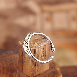 LOVECOM 925 Sterling Silver Rings for Women Girls Wedding Bands High Polish Lotus Flower Statementt Open Finger Ring Stackable Rings Jewelry Adjustable Ring Christmas Gifts