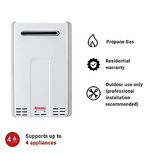 Rinnai V65eP Non-Condensing Propane Tankless Water Heater, Outdoor Installation, Up to 6.5 GPM