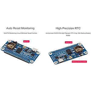 waveshare RTC WatchDog HAT for Raspberry Pi and Jetson Nano,MAX705 Monitoring Circuit with Auto Reset Function,with DS3231SN High Precision RTC Chip