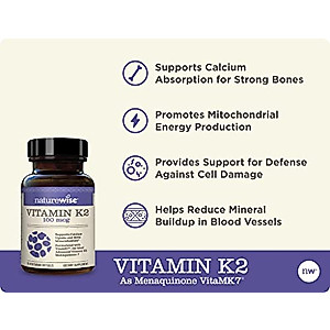 NatureWise Vitamin K2 Support Strong Bones with VitaMK7 Menaqui-7, Softgel, 90 Count (Pack of 1)