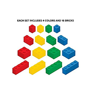 Sunny Decals Lego Inspired Building Blocks Wall Decals - Set of 16 Removable Fabric Kids Wall Stickers, Primary Colors