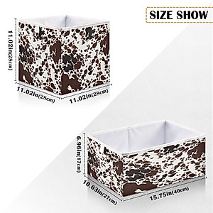 Burbuja Cow Skin Print Storage Cubes Fabric Storage Bins Foldable Closet Organizer Basket with Handle, 11x11x11 Cube