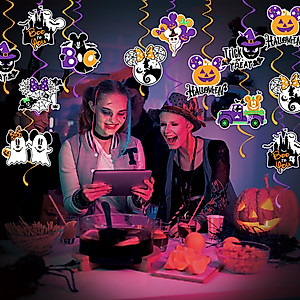 YUNKELIU 36Pcs Mouse Halloween Hanging Swirl Decorations, Mouse Theme Party Supplies Halloween Foil Swirl Ceiling Hanging Decor for Halloween Birthday Party Decorations