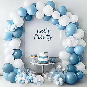 Teal Balloons Garland Arch kit,120Pcs 18 12 10 5 In Teal Turquoise Tiffany Blue and White Metallic Silver Confetti Latex Balloons for Graduation Baby Shower Weddings Birthday Party Decorations
