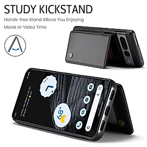 for Google Pixel 7 Pro Case with Card Holder, Wallet Case for Women Men with RFID Blocking, Durable Leather Kickstand Magnetic Clasp Shockproof Phone Case for Google Pixel 7 Pro (Black)