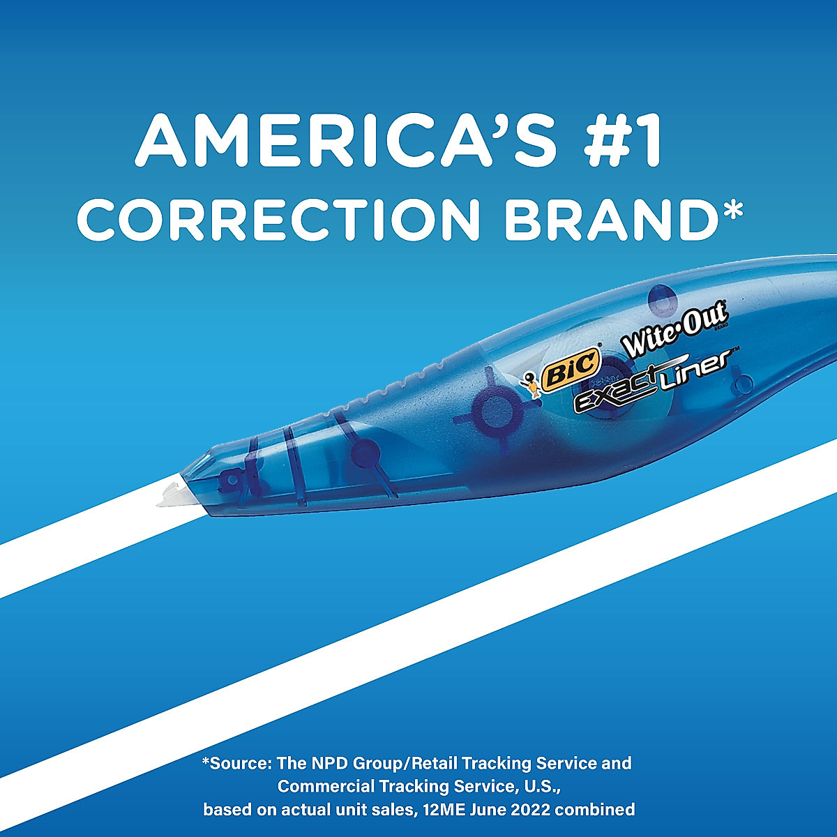 BIC Wite-Out Brand Exact Liner Correction Tape, 19.8 Feet, 4-Count Pack of white Correction Tape, Fast, Clean and Easy to Use Tear-Resistant Tape Office or School Supplies