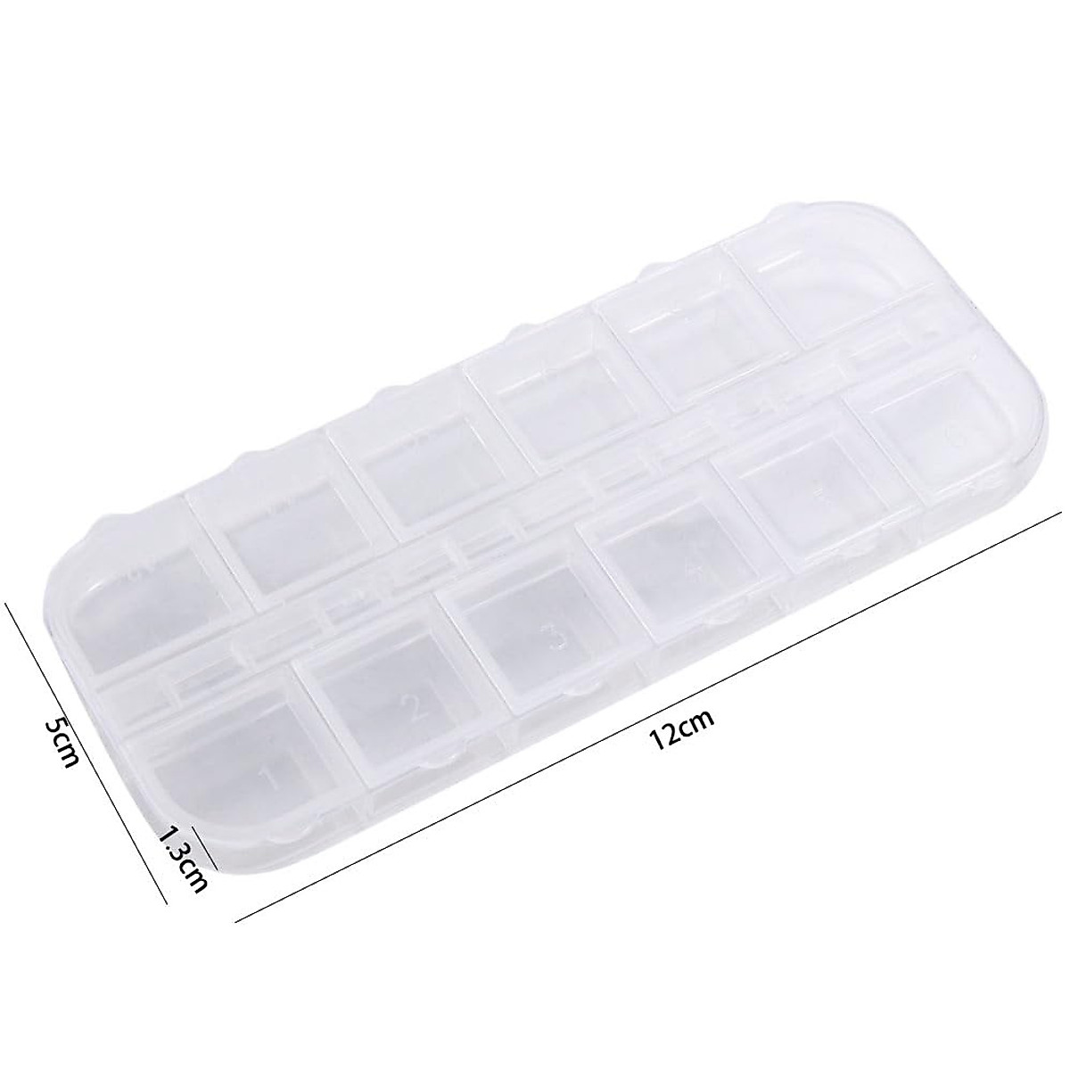 Pokinge 12 Grid Clear Plastic Jewelry Box Organizer 5Pcs Clear Bead Storage Box for Jewelry, Nails, Art DIY, Craft Storage, Glitters Collection