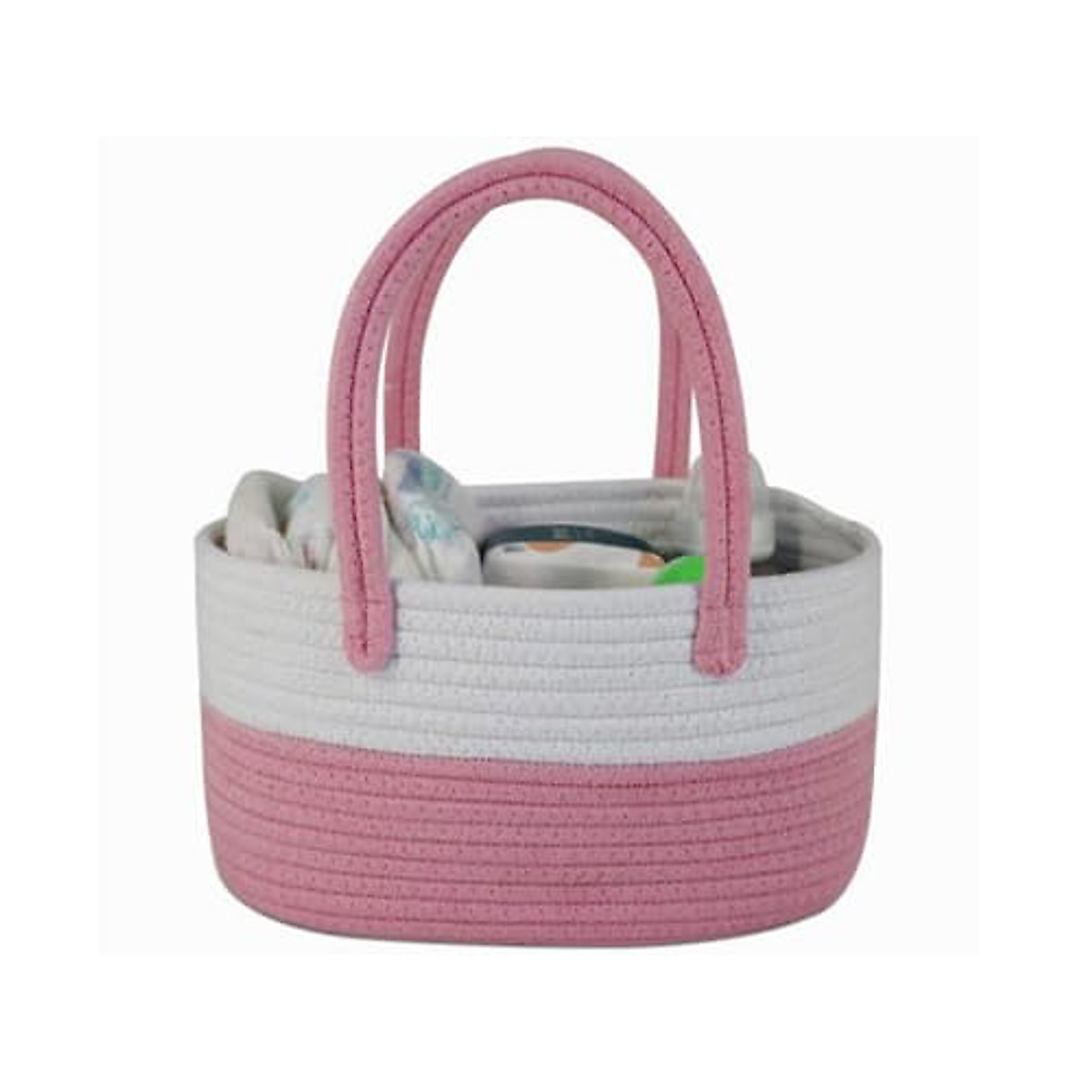 Cozy Tykes Cotton Rope Diaper Caddy Baby Basket Changing Table Organizer Dorm Bed Caddy Gift Basket Car Tote Organizer Boho Design