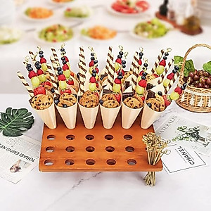 PTILSERY Wood Sushi Rack Square Display Shelf with Holes Ice Cream Cones Holder Ice Cream Presentation Rack for Sweet Shops