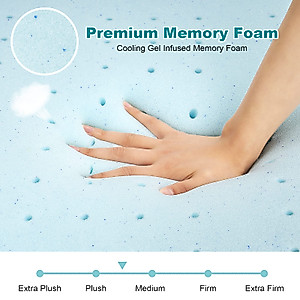 iHomy 3 Inch Memory Foam Mattress Topper Cooling Gel Infused King Mattress Toppers (King, 3 Inch (No Cover))