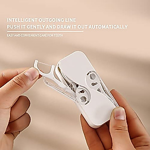 Portable Floss Dispenser, Dental Floss Portable Case Dispenser, Refillable Floss Pick Holder with 98 Pcs Dental Floss, Automatic Floss Organizer Travel Floss Cases for Teeth Cleaning (4 Pack)