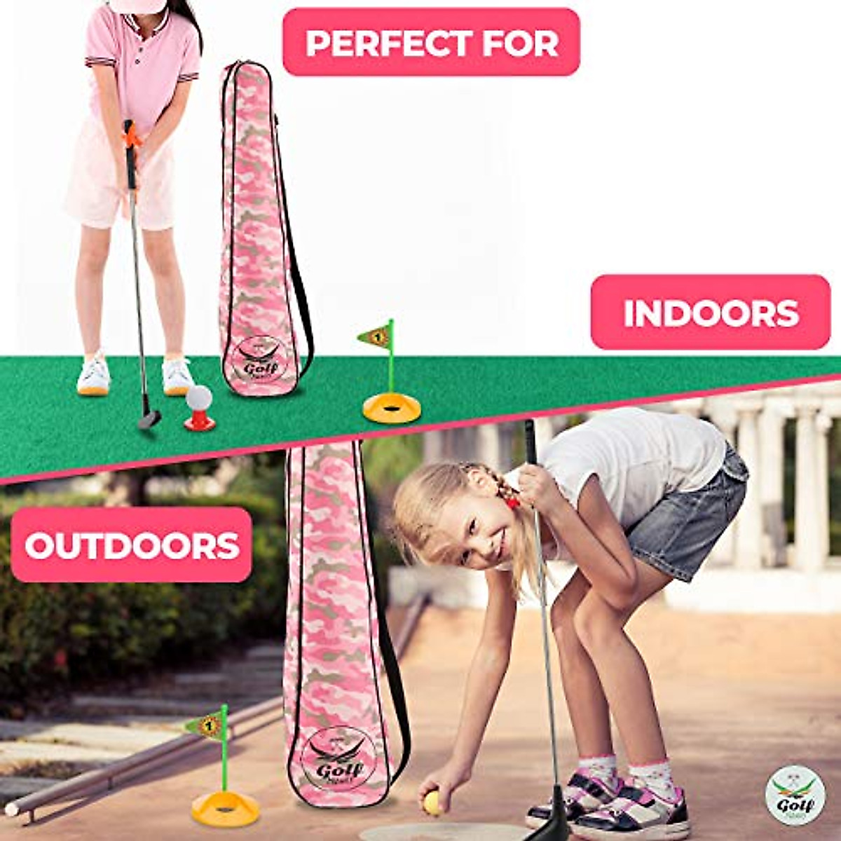 (Lab Tested) - Premium Kids Golf Clubs 3-5 - Kids Golf Set - Toy Golf Set - Toddler Golf Set - Golf Toys for Kids - Mini Golf Set - Baby Toddler Golf Clubs - Plastic Play Golf Clubs - Age 2 3 4 5 6
