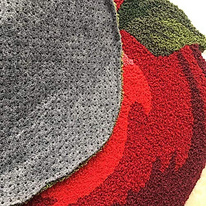 TEALP Fruit Area Rug Apple Shape Mat Cute Rugs for Kids, Mats for Bedroom/Living Room/Bathroom/Kitchen, Hand Woven Home Décor Mat, Modern Washable Non-Slip Indoor Rugs 17.7"x 31.5", Red