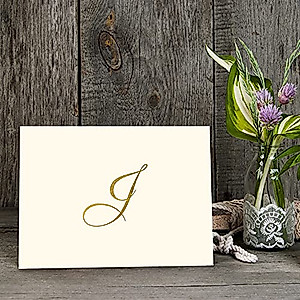 Designer Greetings Monogram Boxed Note Cards, Personalized Stationery Set (10 Count), Letter J