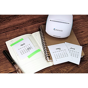 Cubinote Home Thermal Printer | No Ink Printer | Note and Label Pocket Printer | Black/White Mini Picture and Note Printer - Value Pack with 3 Colored Mini-Rolls (Blue, Pink & Yellow) (Grey)