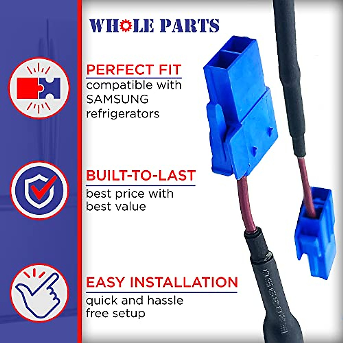 Whole Parts DA47-00244W Refrigerator Defrost Heater Assembly - Replacement and Compatible with Some Samsung Refrigerators - Non-OEM Samsung Appliance Parts & Accessories - 2 Yr Warranty